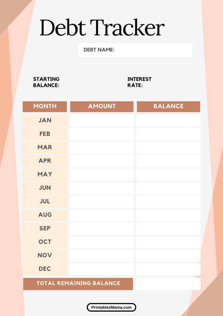 Debt Tracker Printable - Printables Mania