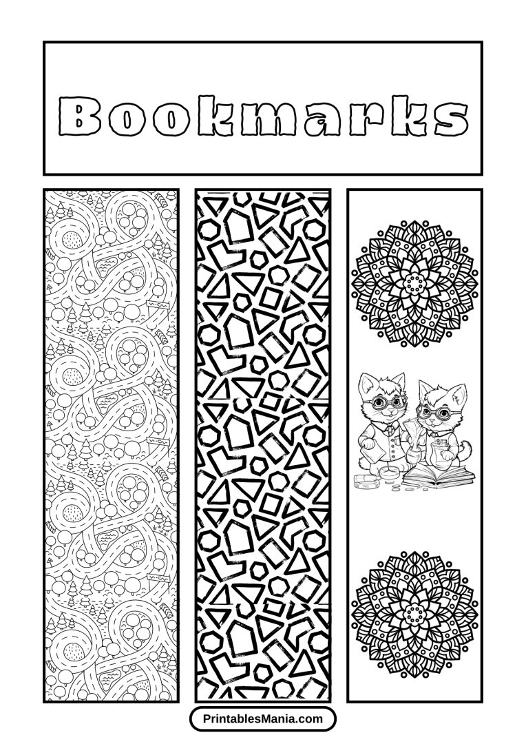 Bookmarks Coloring Pages - Printables Mania