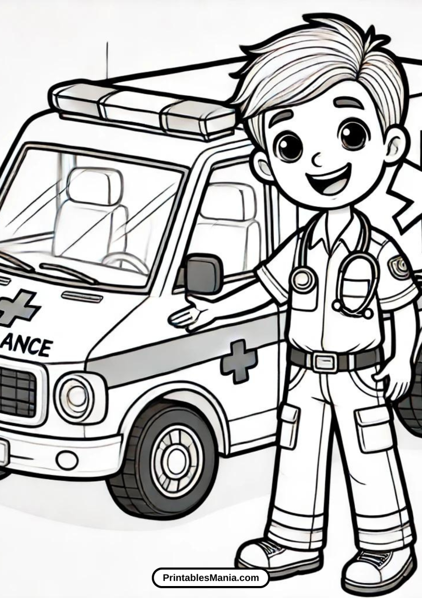 Ambulance Coloring Page - Printables Mania