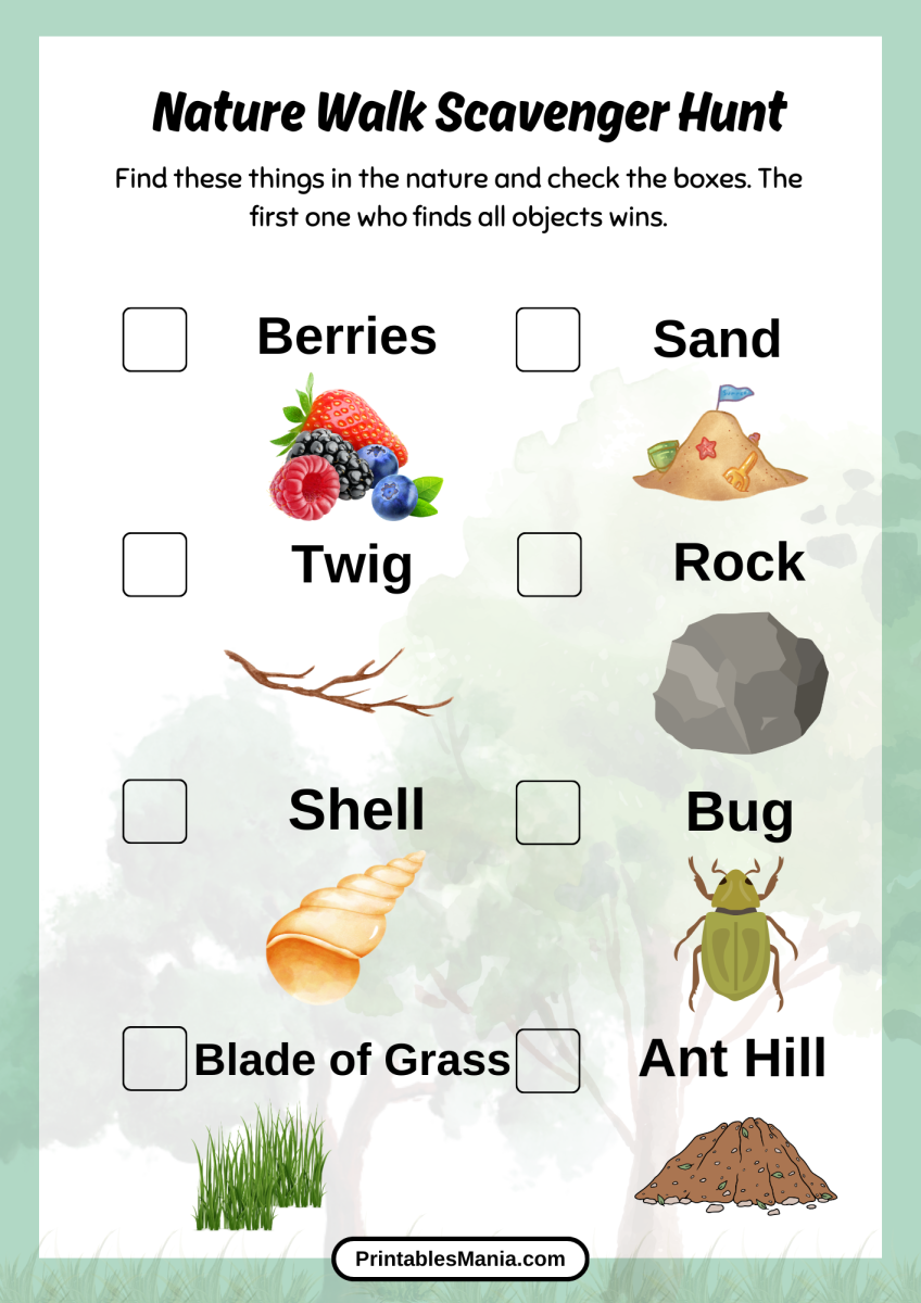 Nature Walk Scavenger Hunt Free Printable - Printables Mania