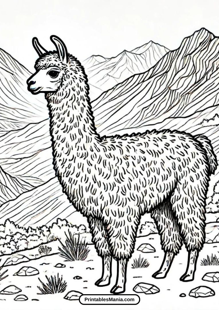 Llama Coloring Page - Printables Mania