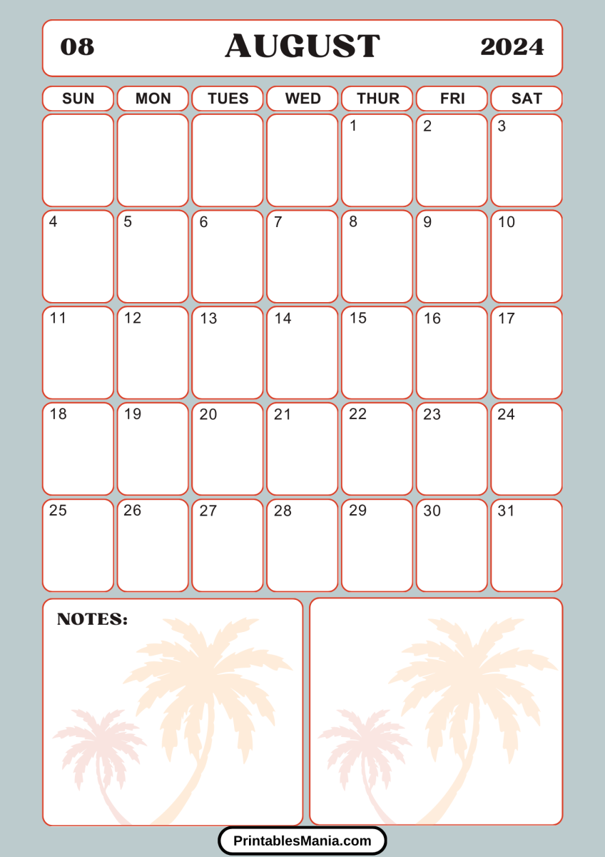 August 2024 Calendar Printable - Printables Mania