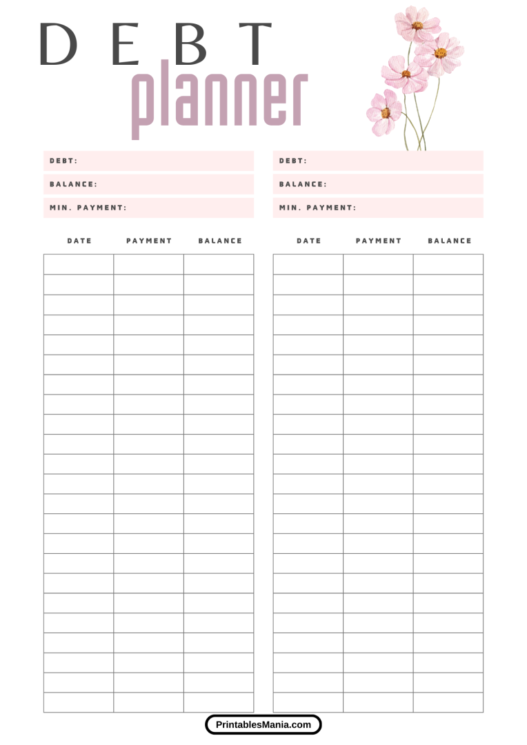 Debt Tracker Printable - Printables Mania