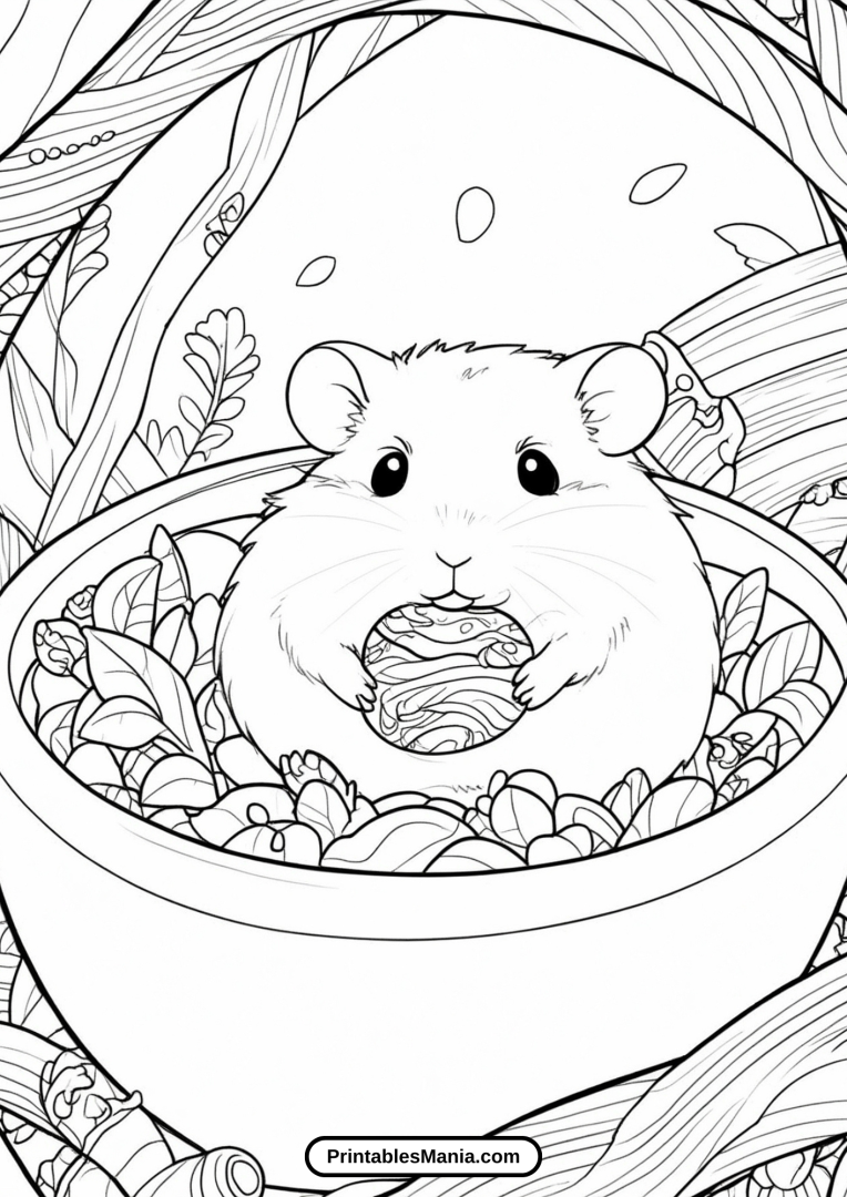Hamster Coloring Page - Printables Mania