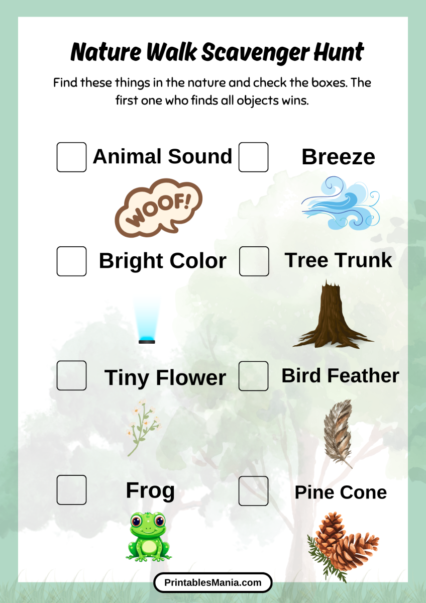 Nature Walk Scavenger Hunt Free Printable - Printables Mania