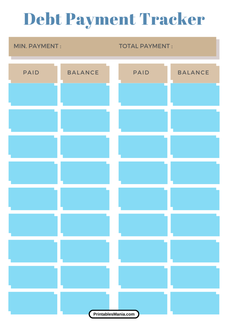 Debt Tracker Printable - Printables Mania