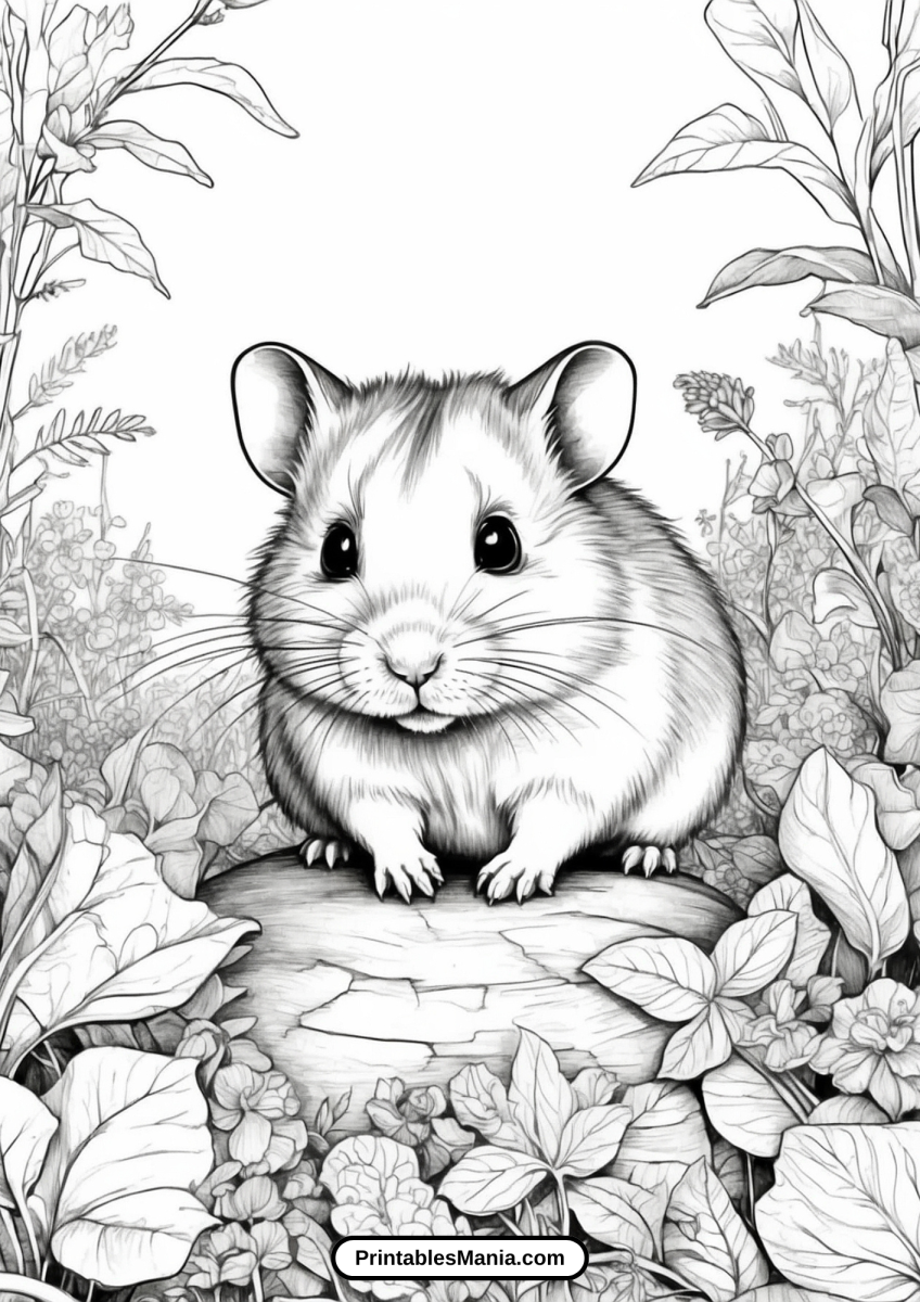 Hamster Coloring Page - Printables Mania