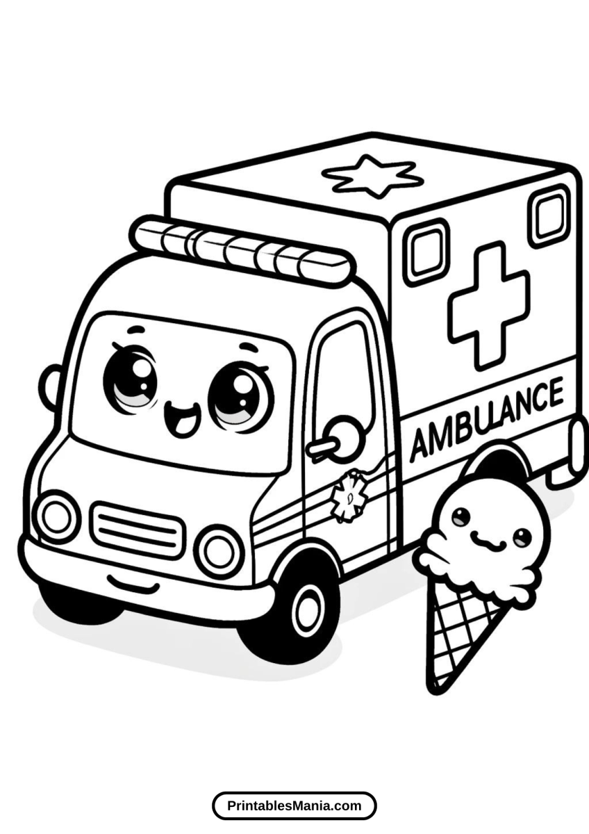 Ambulance Coloring Page - Printables Mania