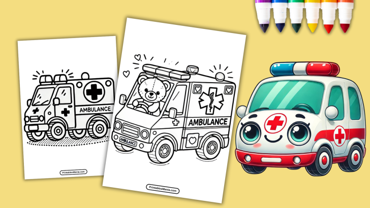 Ambulance Coloring Page - Printables Mania