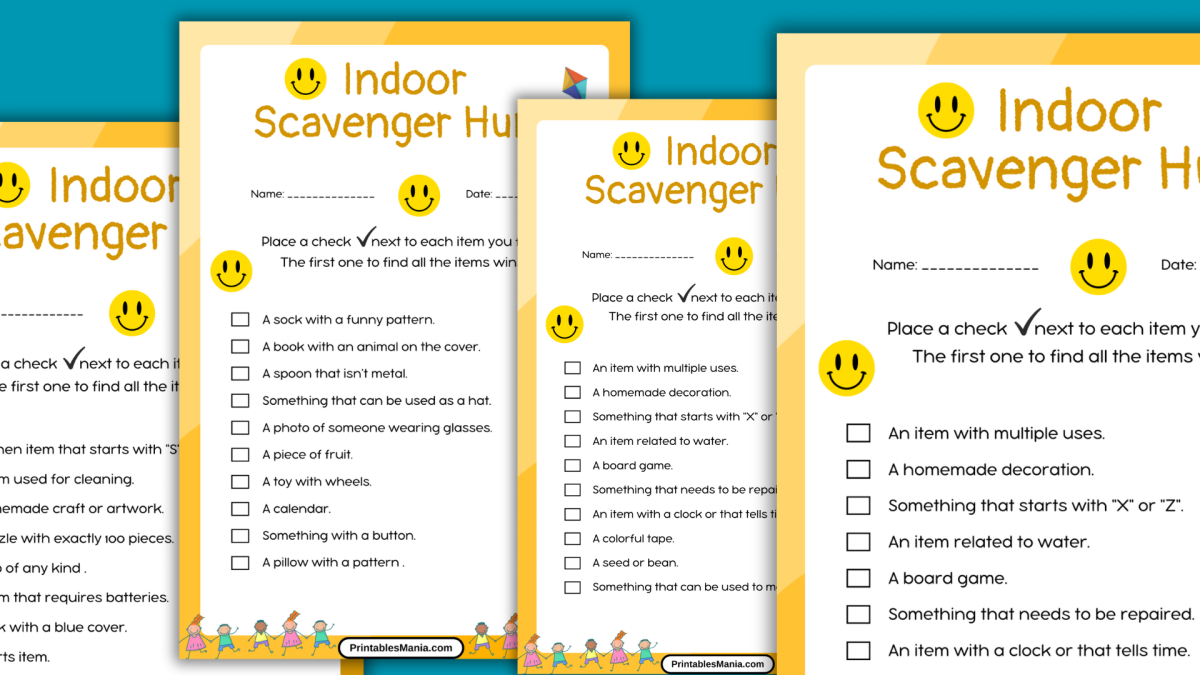 Indoor Scavenger Hunt For Kids - Printables Mania
