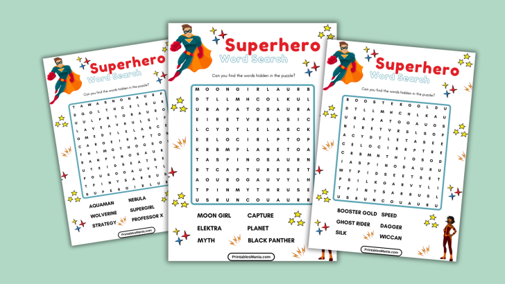 Superhero Word Search - Printables Mania