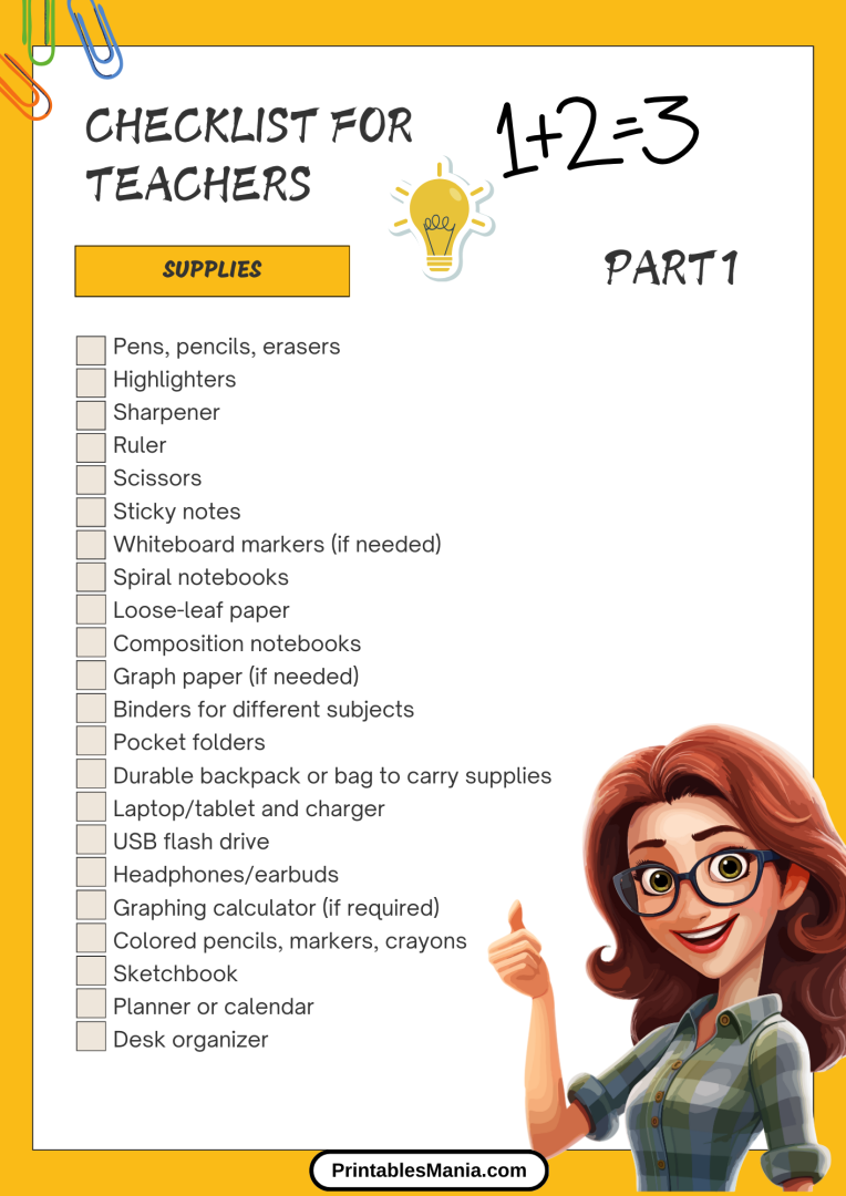 Back To School Checklist PDF - Printables Mania