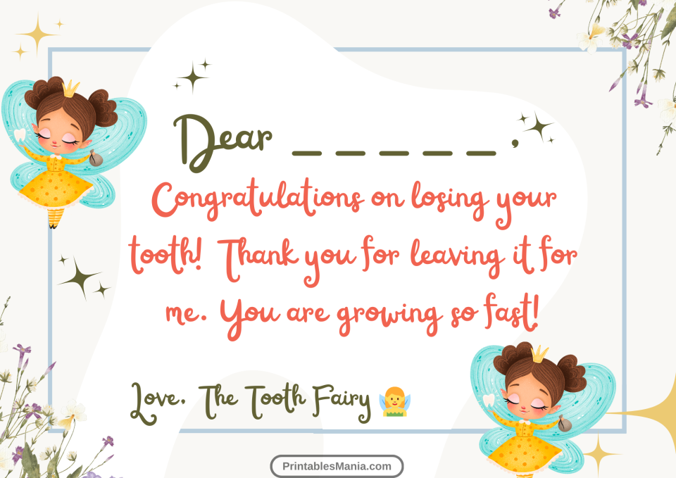Tooth Fairy Note Printable - Printables Mania
