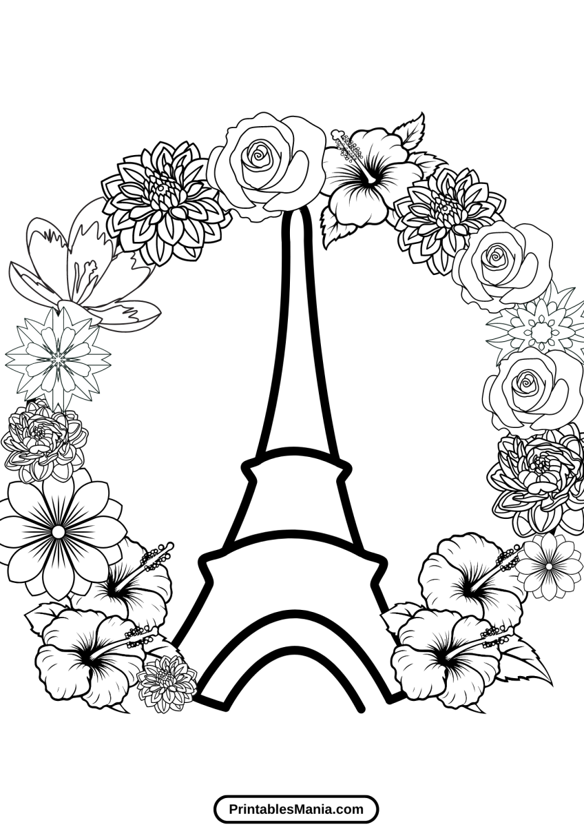 Eiffel Tower Coloring Page - Printables Mania
