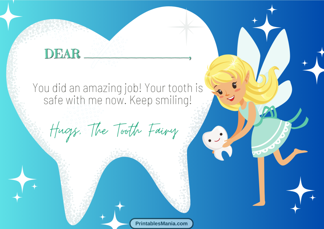 Tooth Fairy Note Printable - Printables Mania