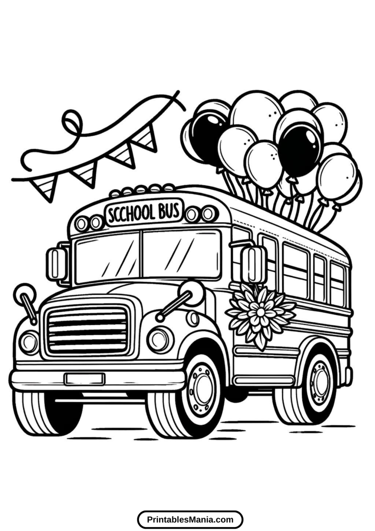 School Bus Coloring Page - Printables Mania