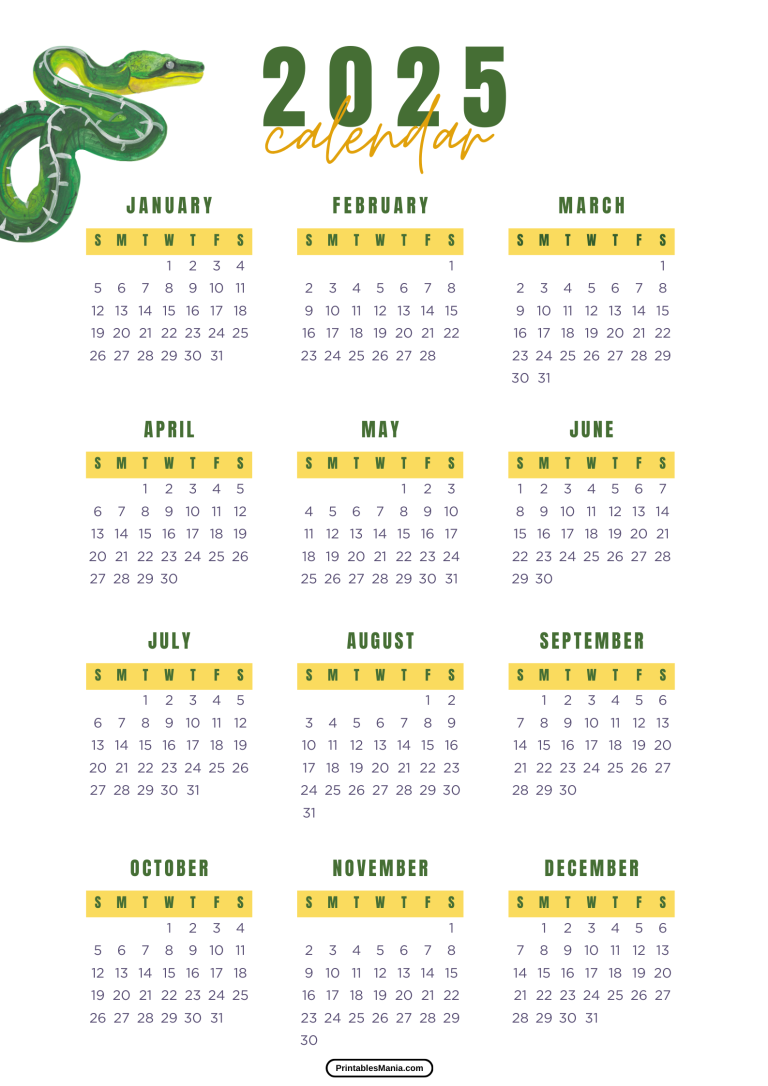 2025 Printable Calendar One Page - Printables Mania