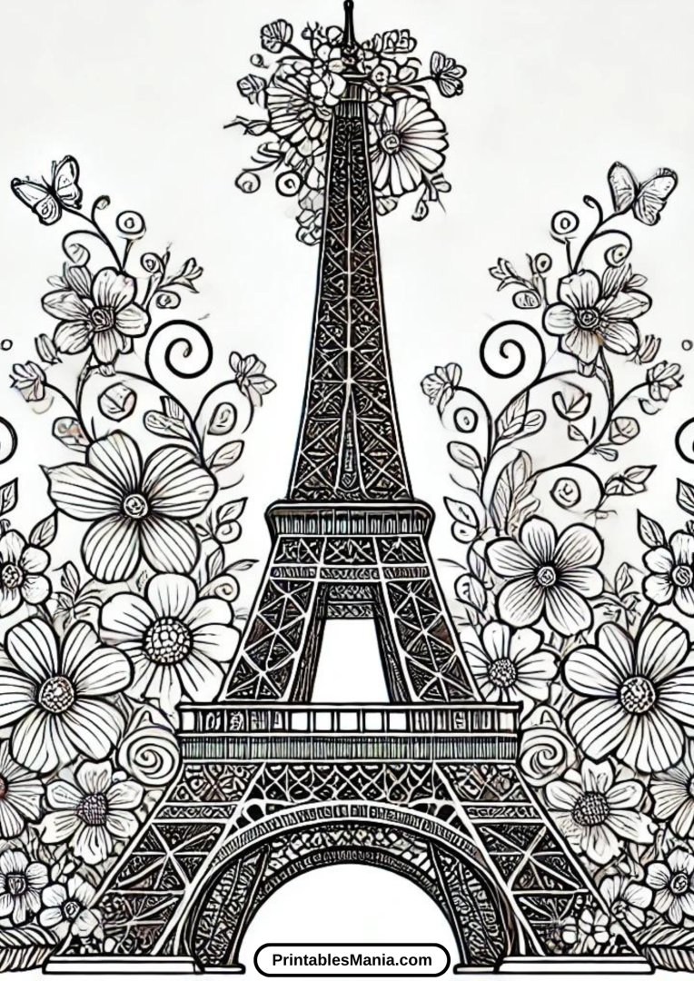 Eiffel Tower Coloring Page - Printables Mania
