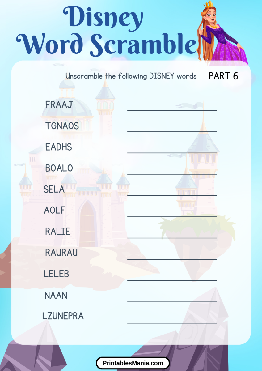 Disney Word Scramble (With Answer Key PDF) - Printables Mania
