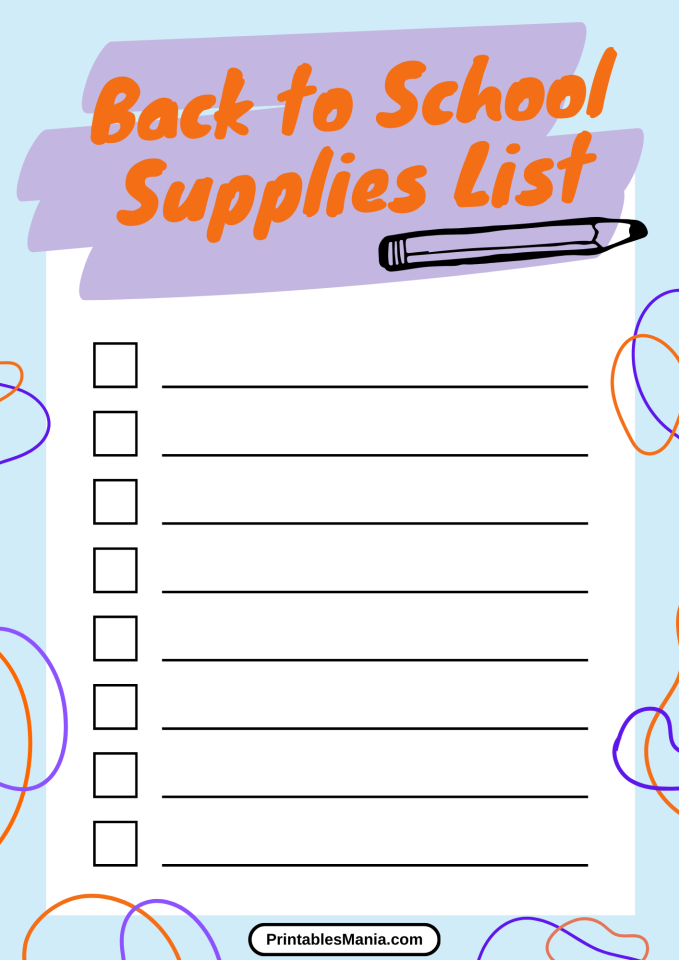 Back To School Checklist PDF - Printables Mania