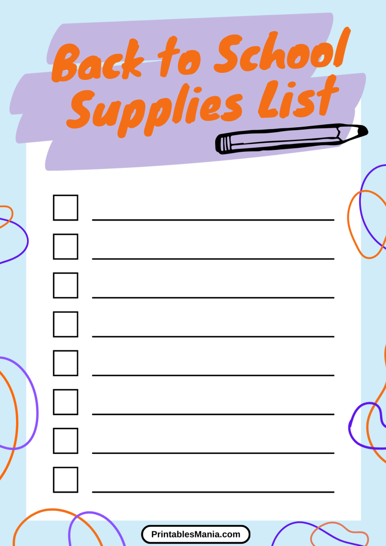 Back To School Checklist PDF - Printables Mania