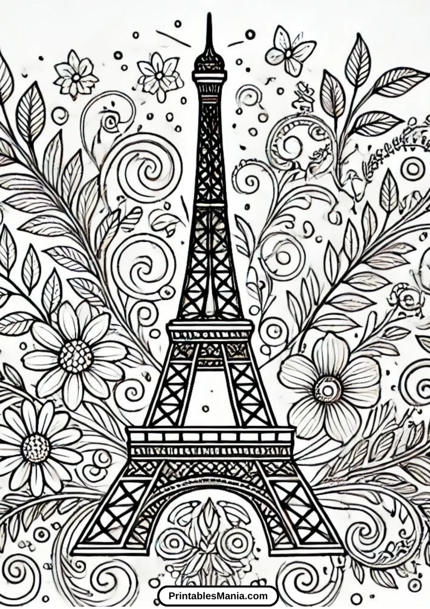Eiffel Tower Coloring Page - Printables Mania
