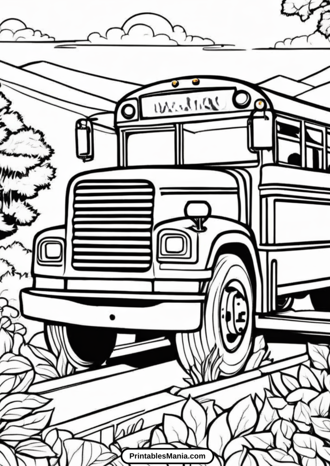School Bus Coloring Page - Printables Mania