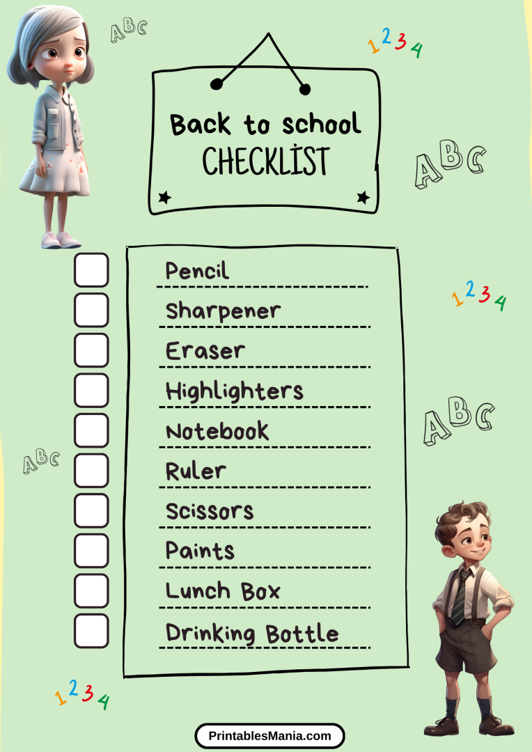 Back To School Checklist PDF - Printables Mania