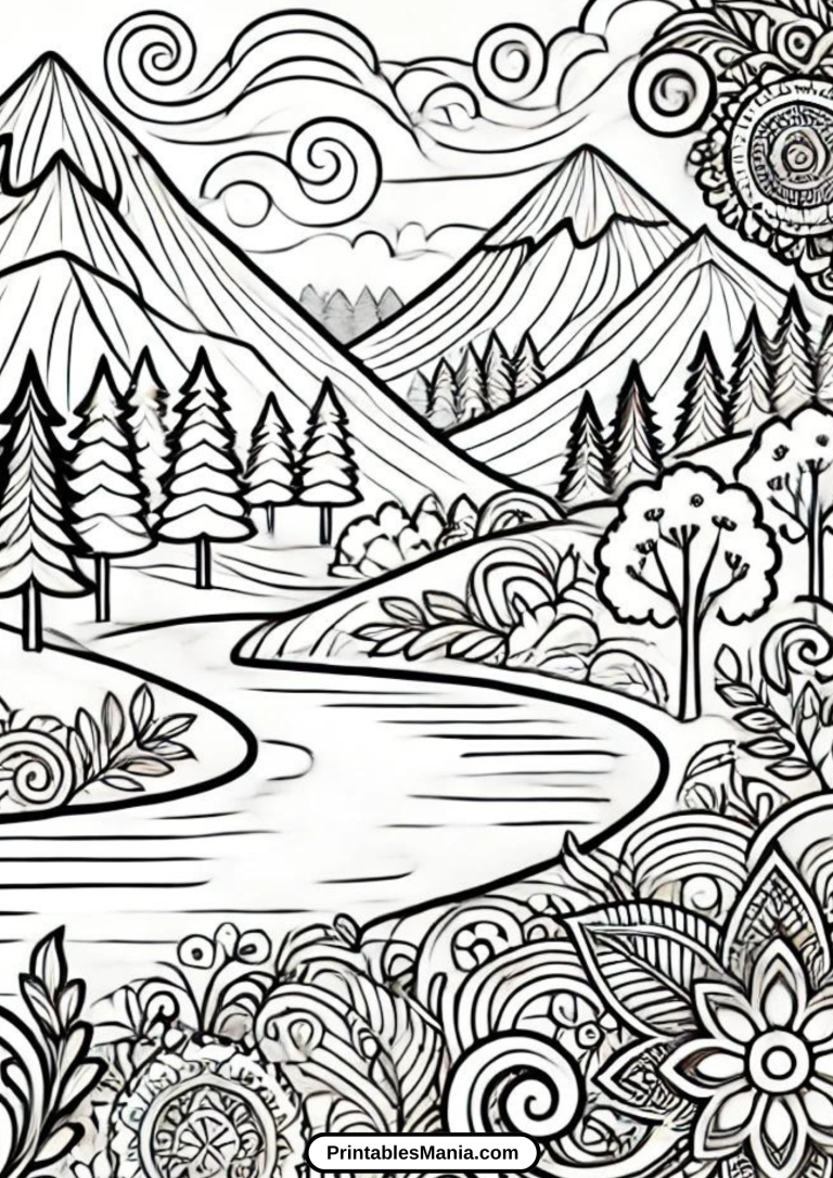 Landscape Coloring Pages - Printables Mania