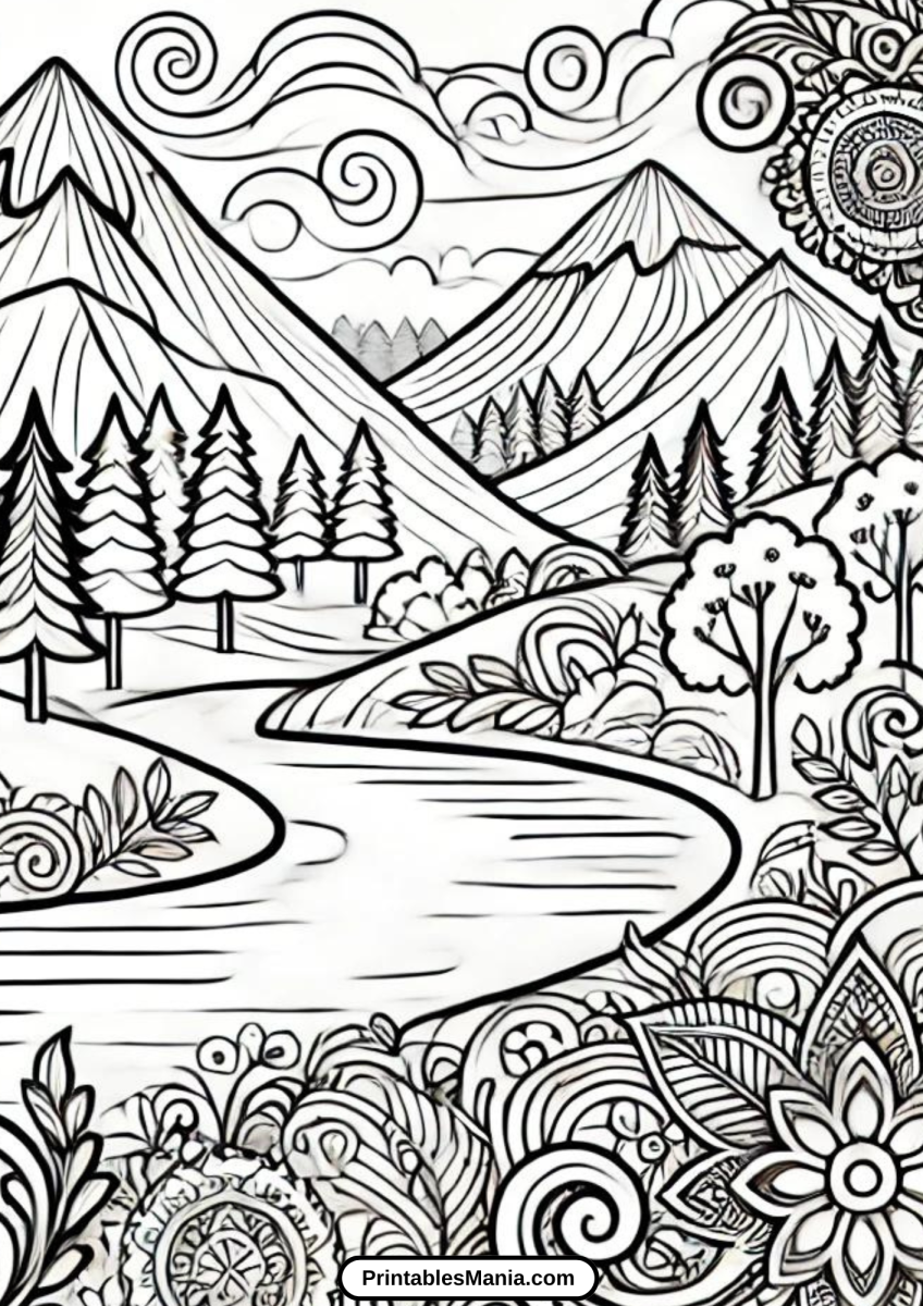 Landscape Coloring Pages - Printables Mania
