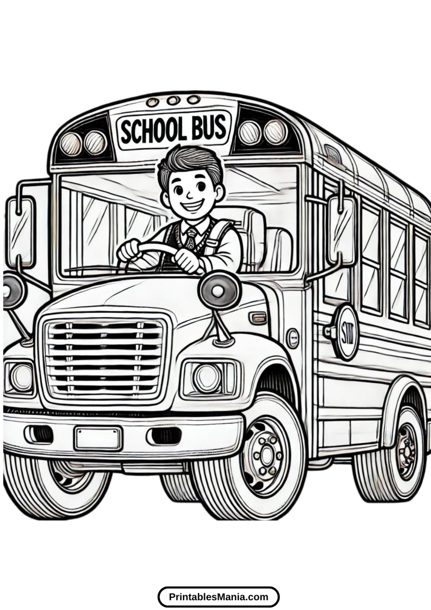 School Bus Coloring Page - Printables Mania