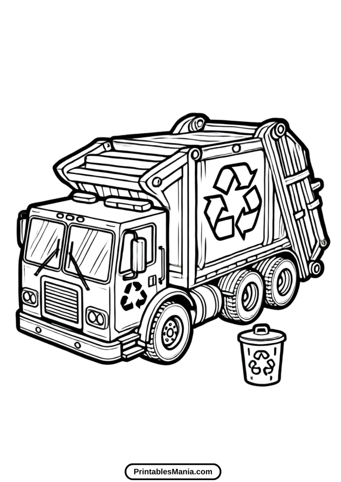 Garbage Truck Coloring Page - Printables Mania
