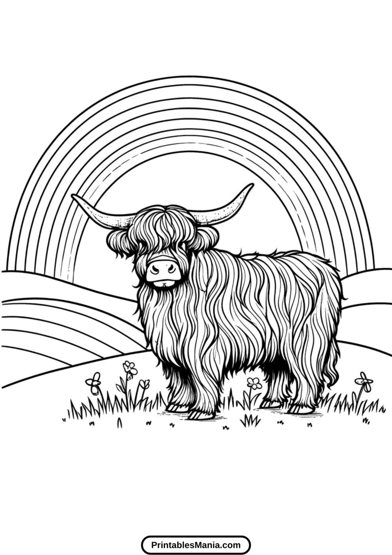 Highland Cow Coloring Page - Printables Mania