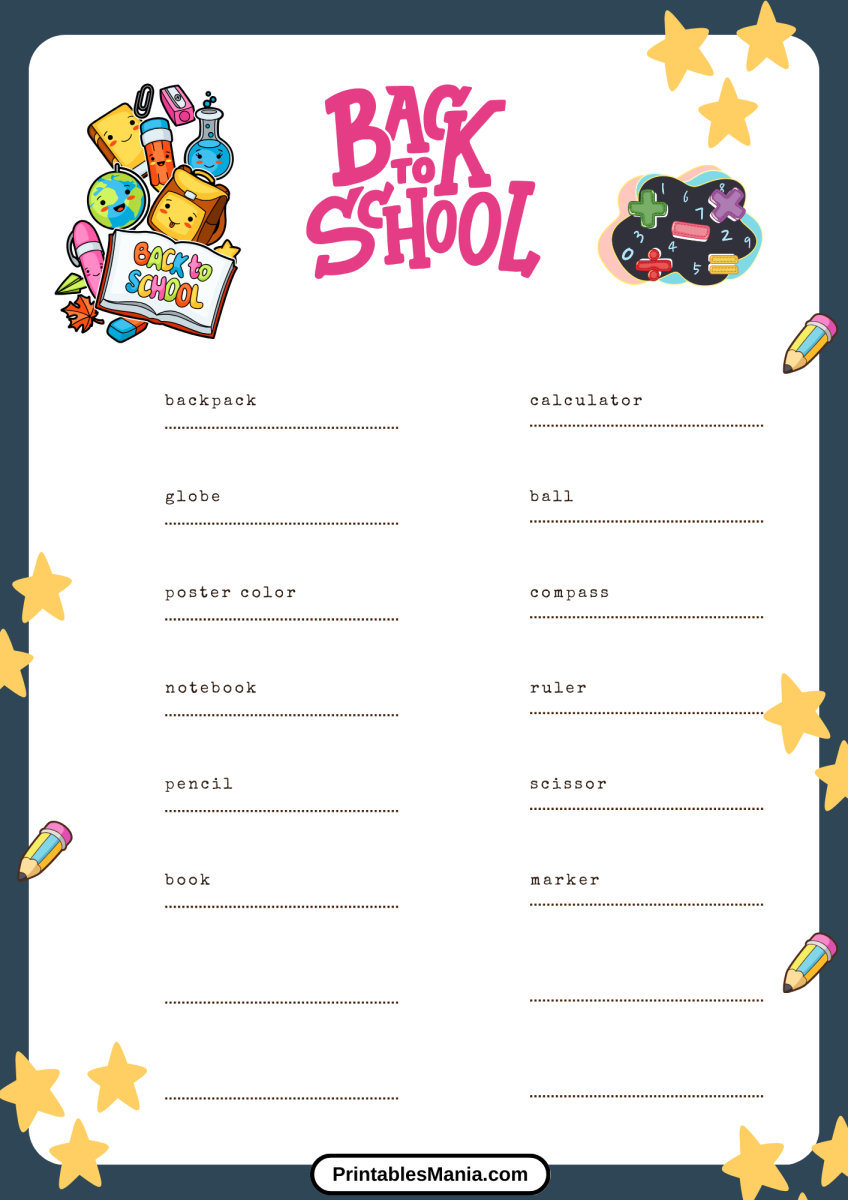 Back To School Checklist PDF - Printables Mania