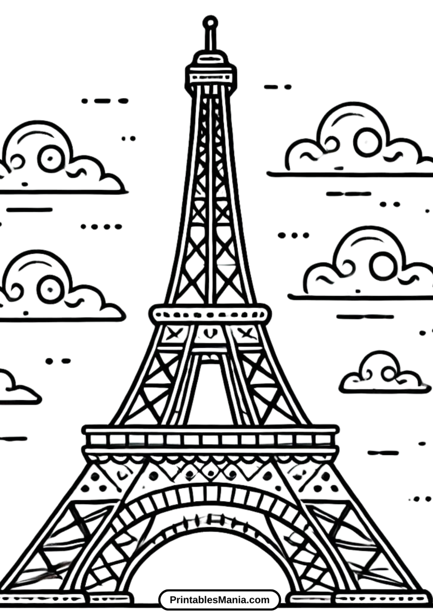 Eiffel Tower Coloring Page - Printables Mania