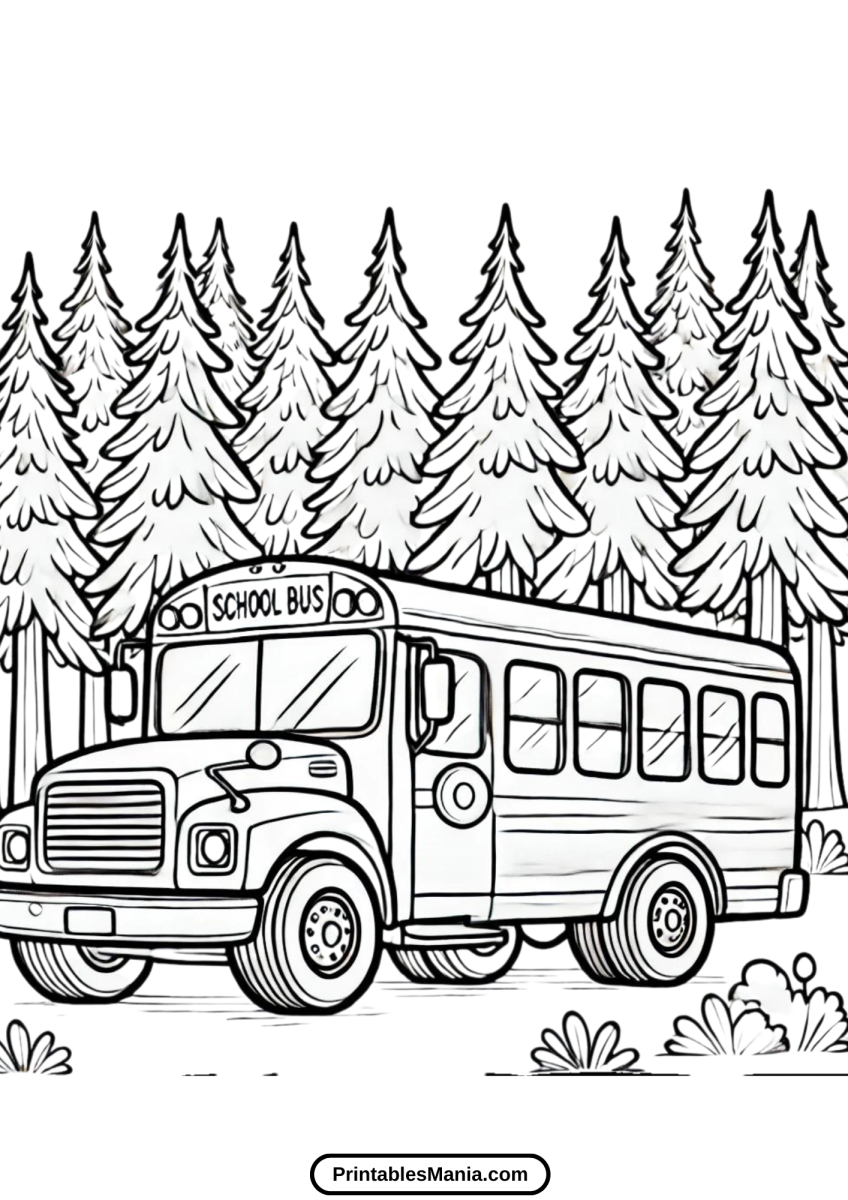 School Bus Coloring Page - Printables Mania