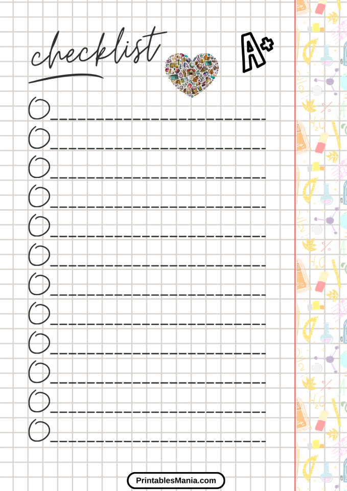 Back To School Checklist PDF - Printables Mania