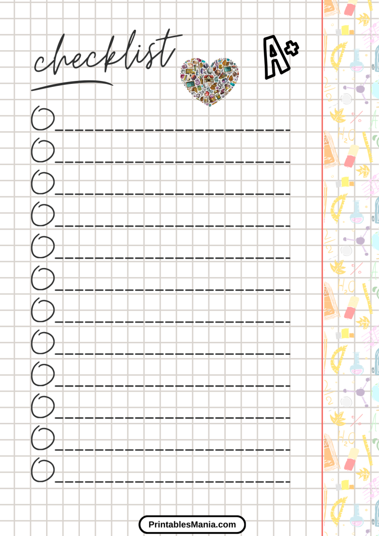 Back To School Checklist PDF - Printables Mania