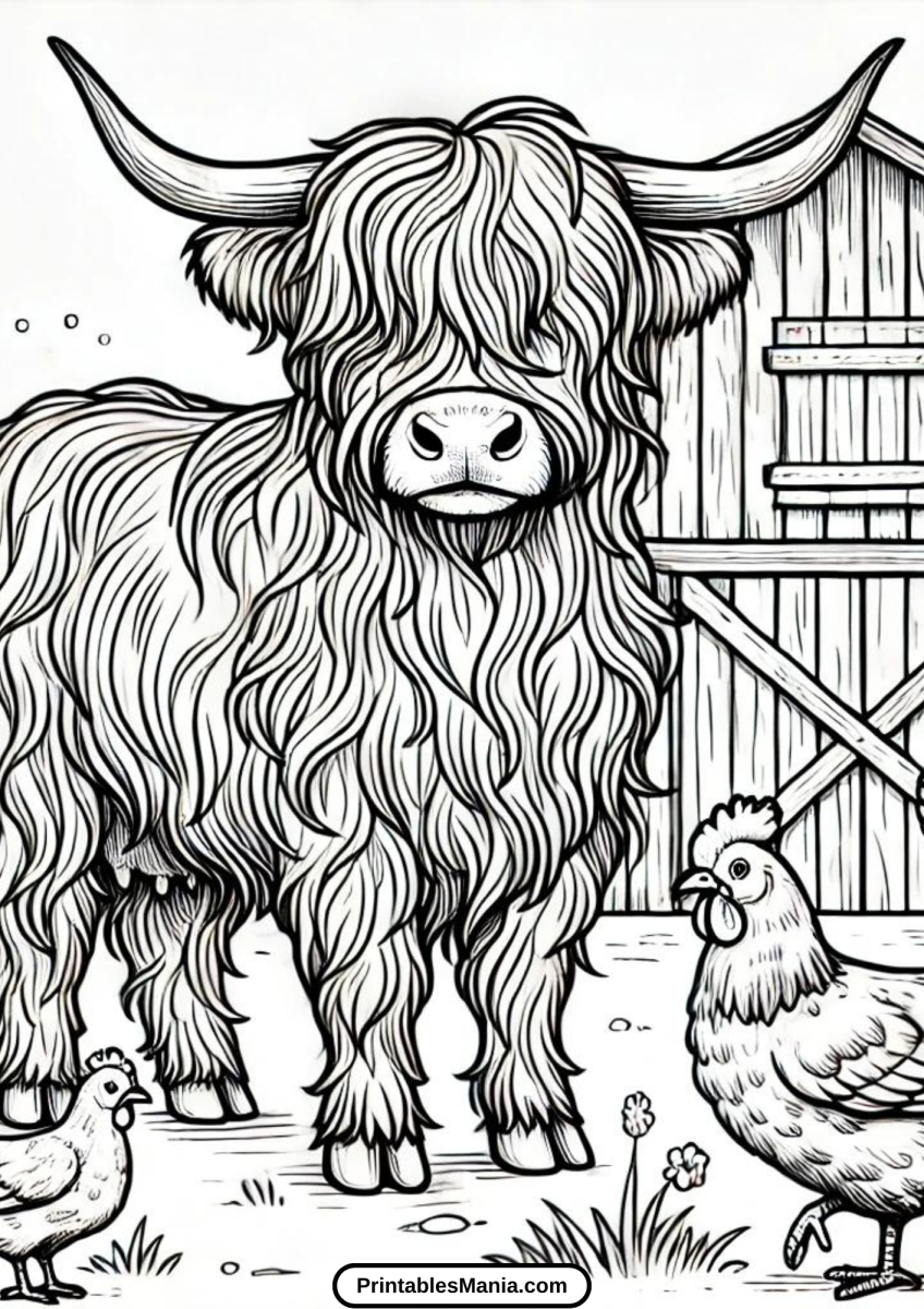 Highland Cow Coloring Page - Printables Mania