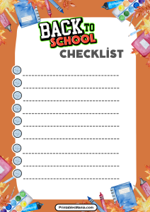Back To School Checklist PDF - Printables Mania