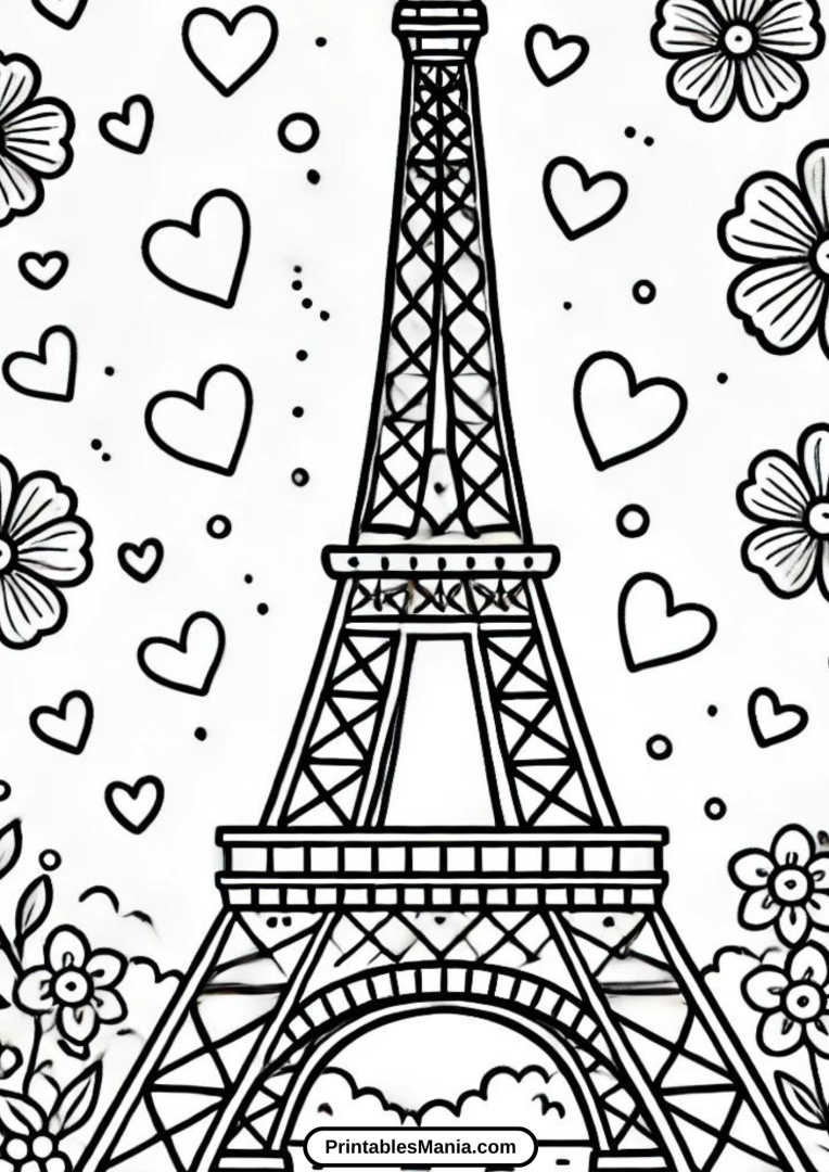 Eiffel Tower Coloring Page - Printables Mania