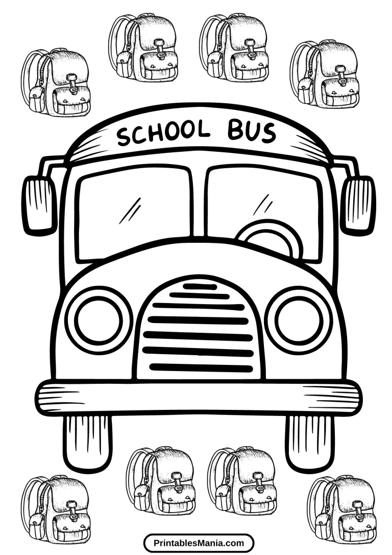 School Bus Coloring Page - Printables Mania