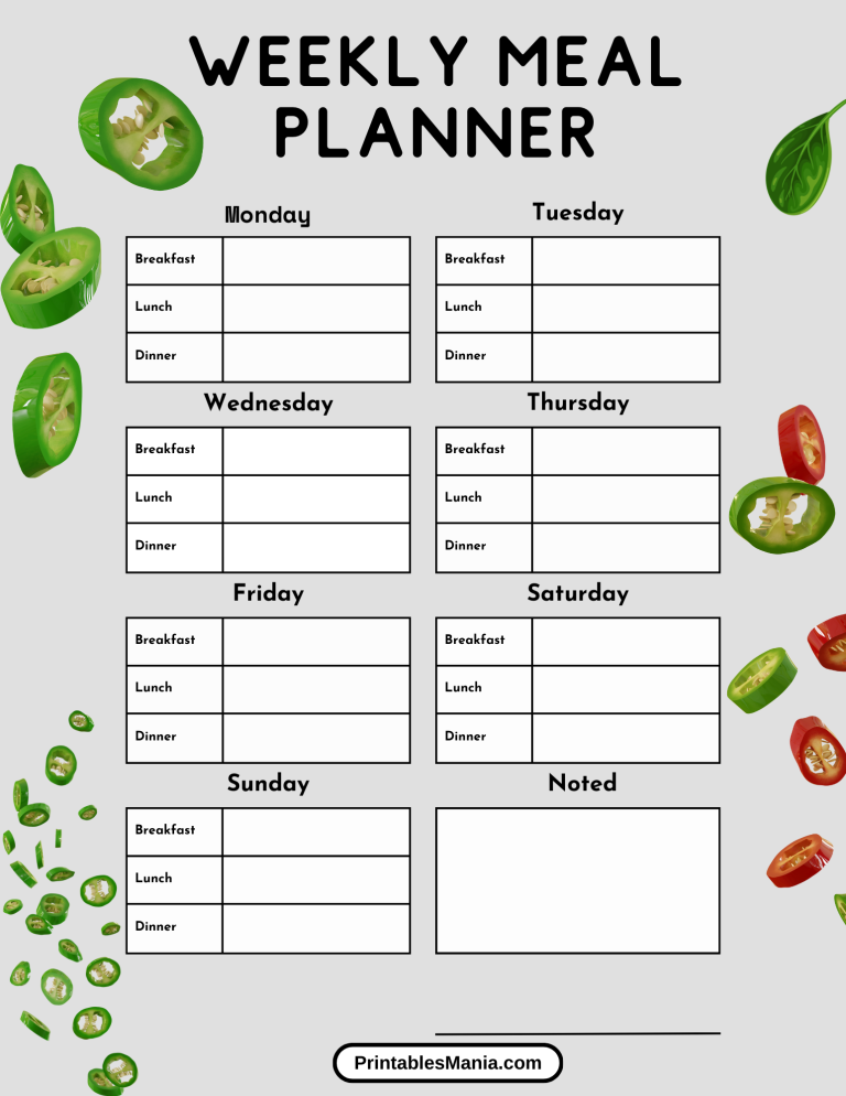 Free Printable Meal Planner PDF - Printables Mania