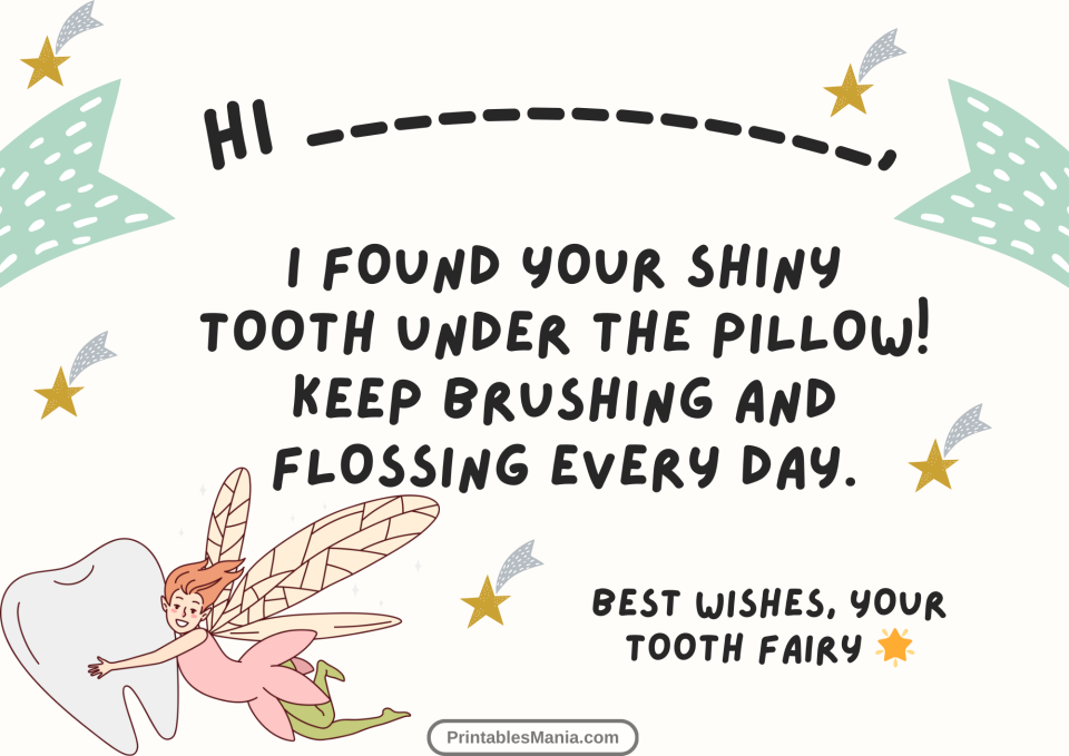Tooth Fairy Note Printable - Printables Mania