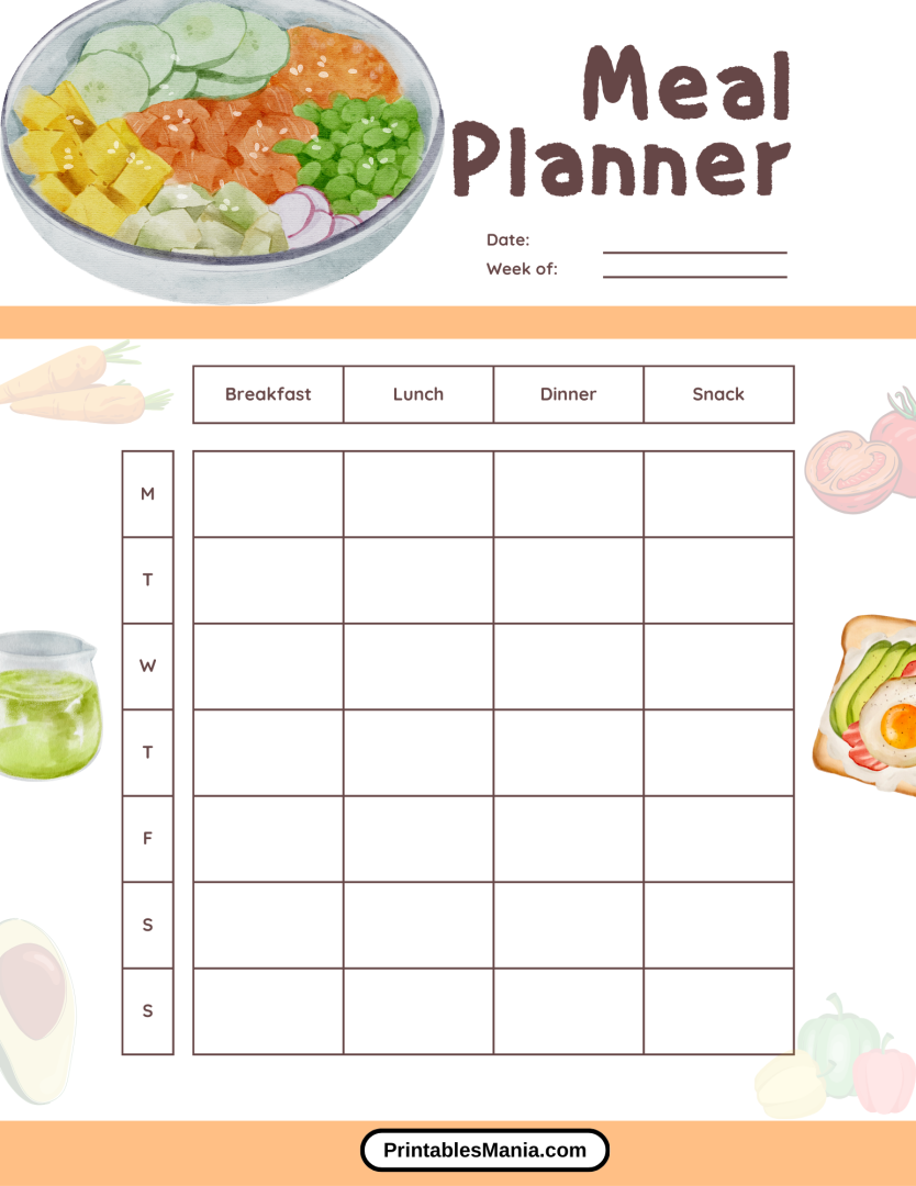 Free Printable Meal Planner PDF - Printables Mania