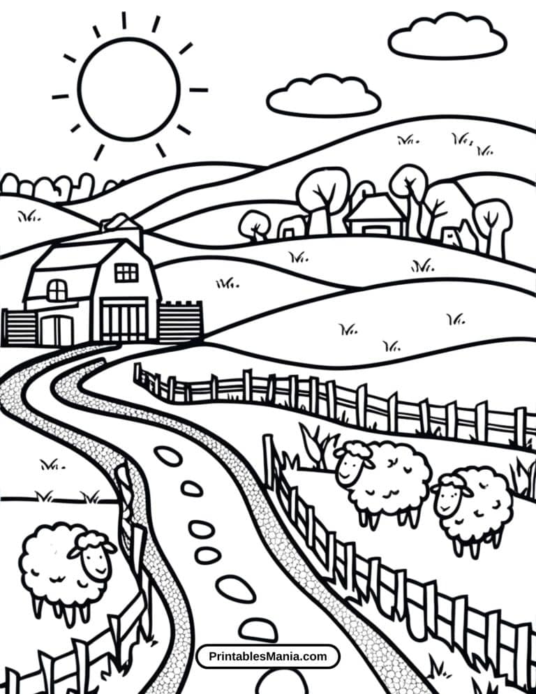 Landscape Coloring Pages - Printables Mania