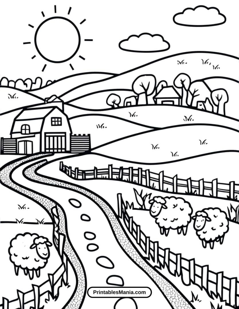 Landscape Coloring Pages - Printables Mania