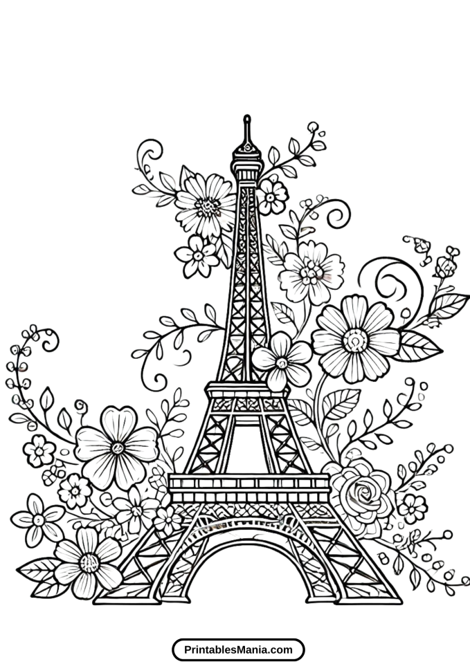 Eiffel Tower Coloring Page - Printables Mania