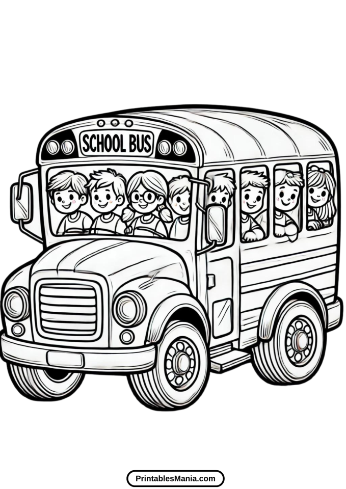 School Bus Coloring Page - Printables Mania