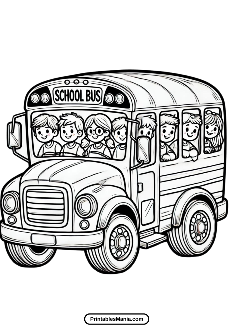 School Bus Coloring Page - Printables Mania